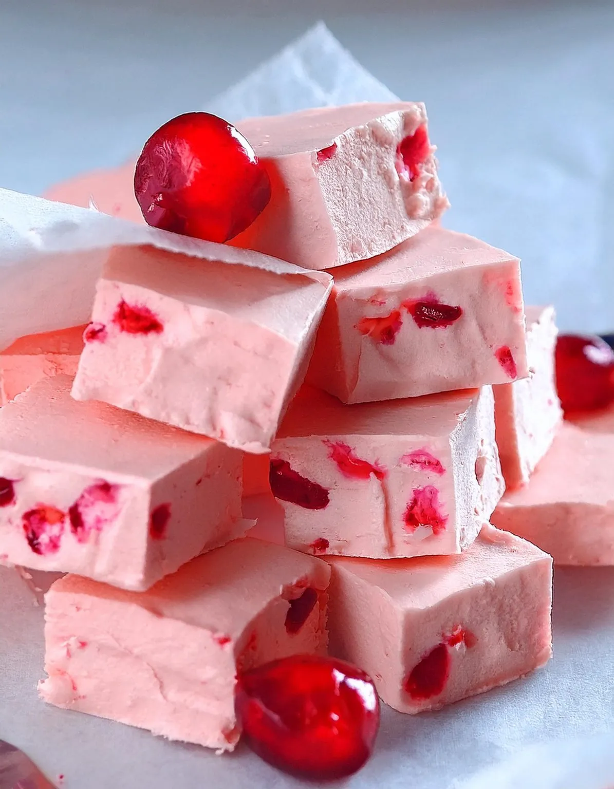 White Chocolate Cherry Fudge